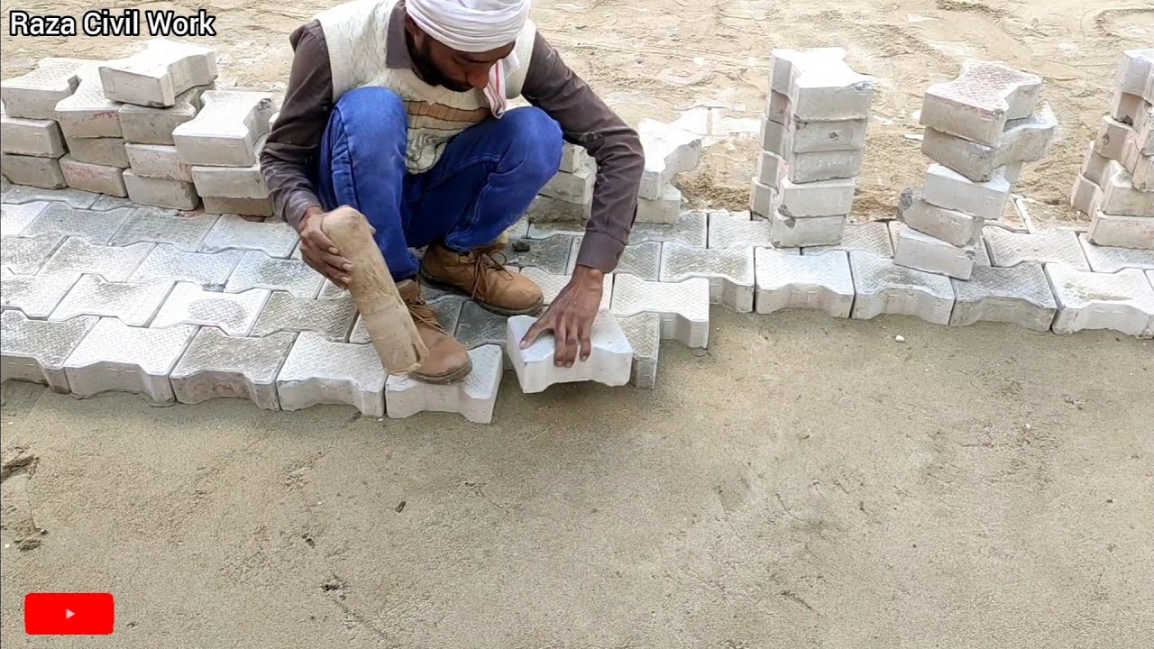 Paver Block Fitting Technique || interlock Tile Fiting - YouTube