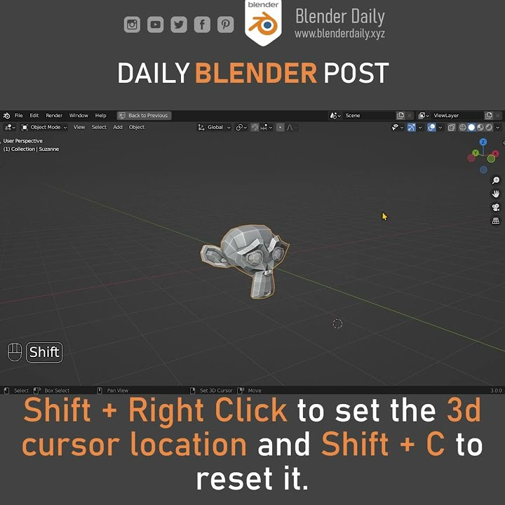 Set 3D Cursor Location in Blender - YouTube