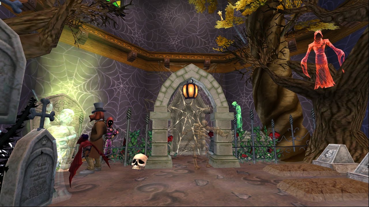 Wizard101 dorm decorating ( theme - Cemetery Dormitory ) - YouTube