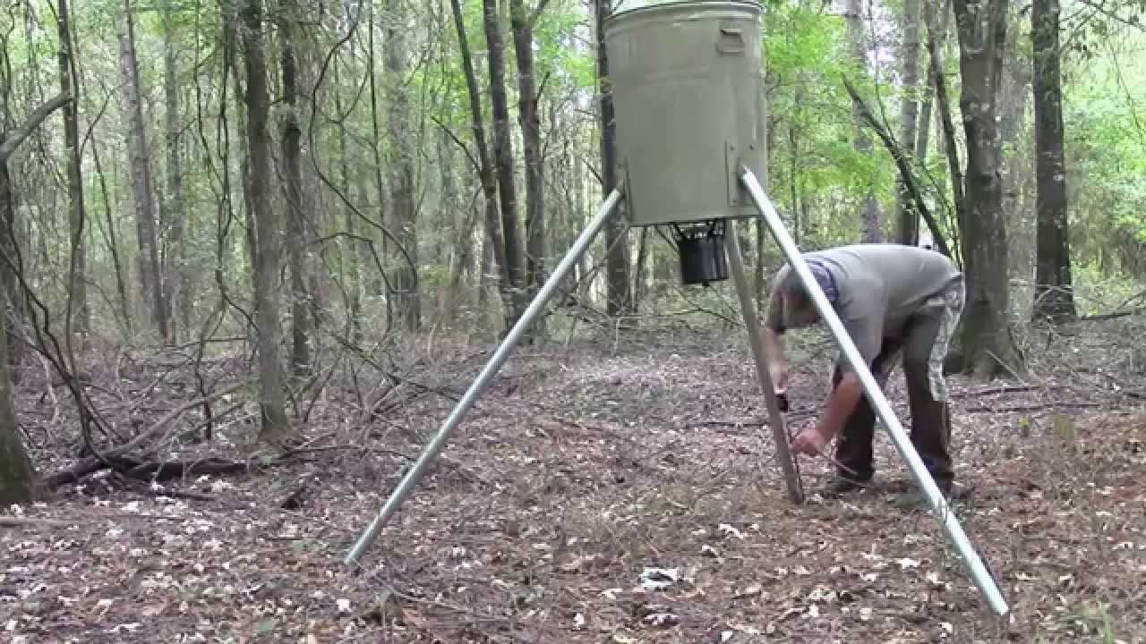 How I Setup A Feeder For Pigs Or Deer - YouTube