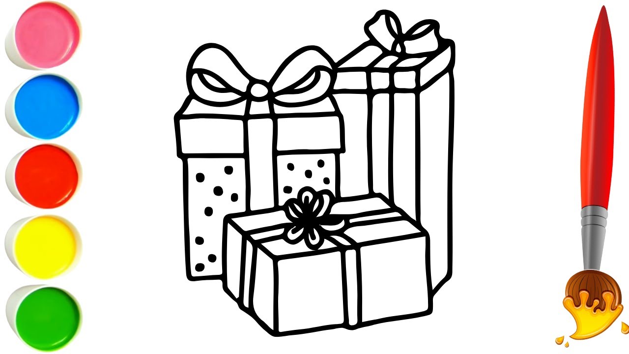 Beautiful Gift Box Drawing and coloring for Babies | Undian Kotak ...