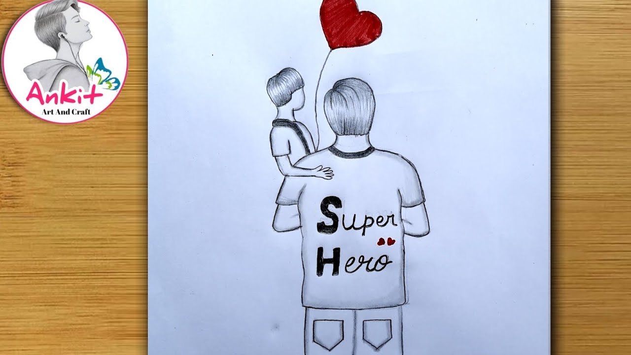 father's day drawing / how to draw father's day drawing step-by-step ...