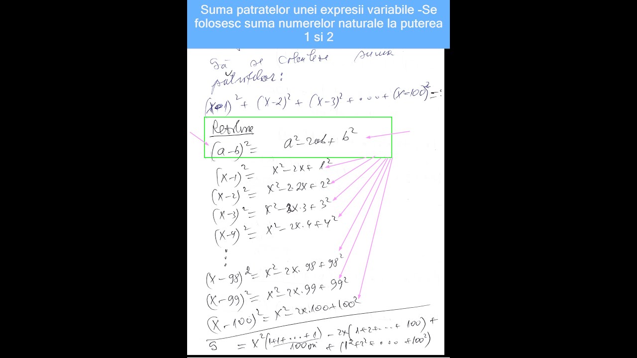 Suma patratelor unei expresii - YouTube