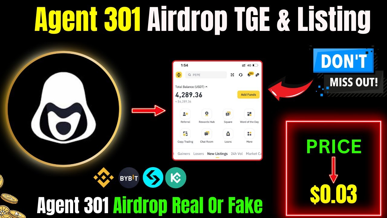 Agent 301 Airdrop TGE & Listing | Agent 301 Airdrop Real Or Fake ...