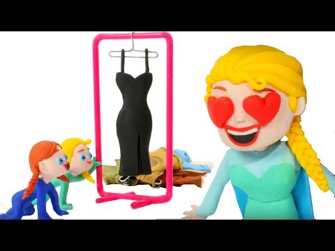 FROZEN ELSA NEW BLACK DRESS ❤ Superhero Babies, Hulk & Frozen Play Doh Cartoons For Kids