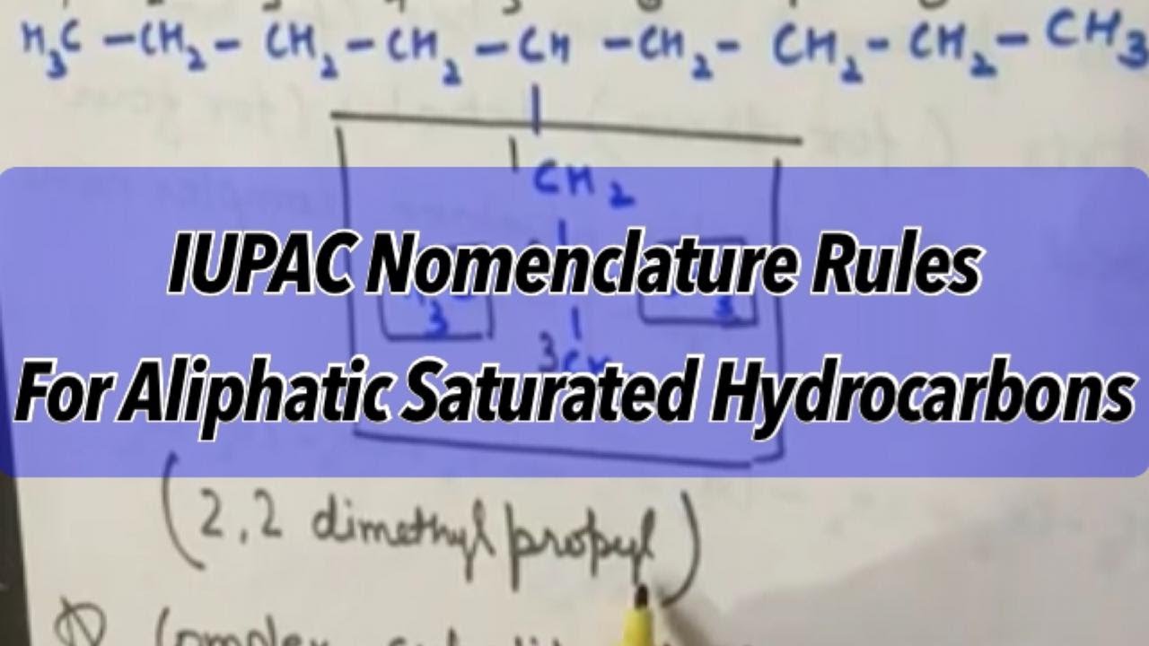 IUPAC Nomenclature Rules for Aliphatic Saturated Hydrocarbons - YouTube