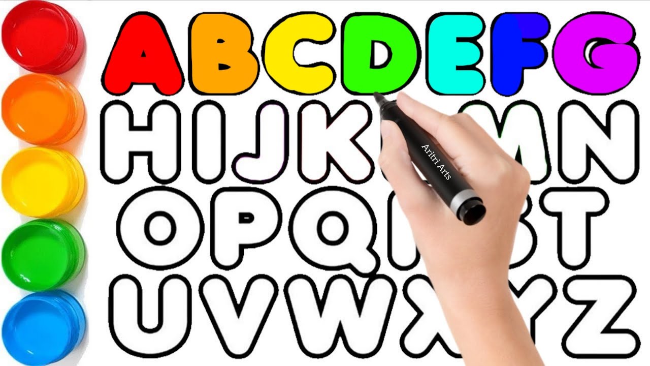 Alphabet Coloring Page, Let's Learn How to Easy Draw & Paint Alphabet A ...