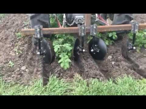 Hilling potatoes with homemade disc hiller - YouTube