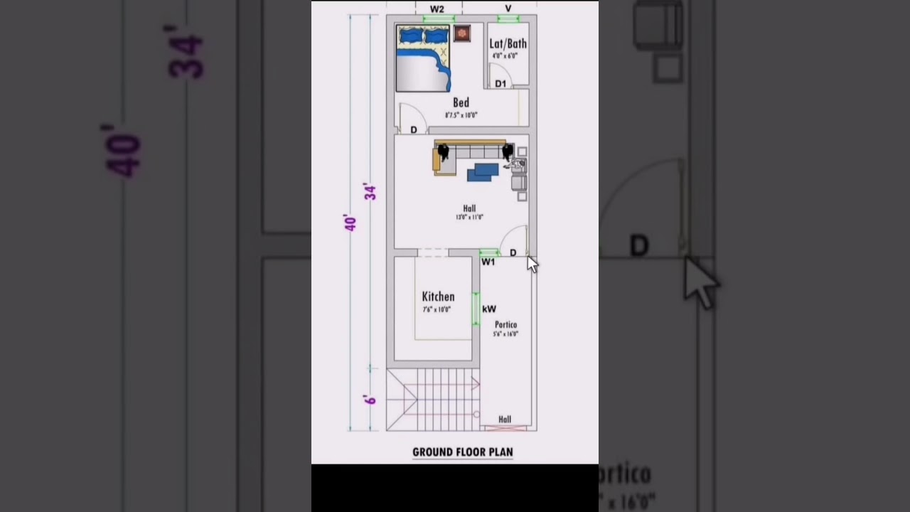 14 x 34 House Plan ll 30 gaj ka ghar ka naksha ll 1BHK House Design ll ...