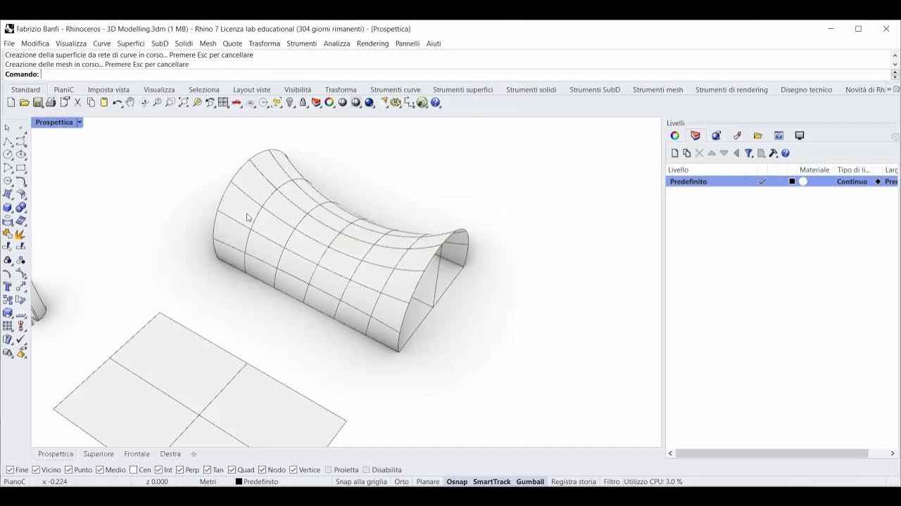 Fabrizio Banfi_Learn Rhino 18 - Surface from network of curves - YouTube