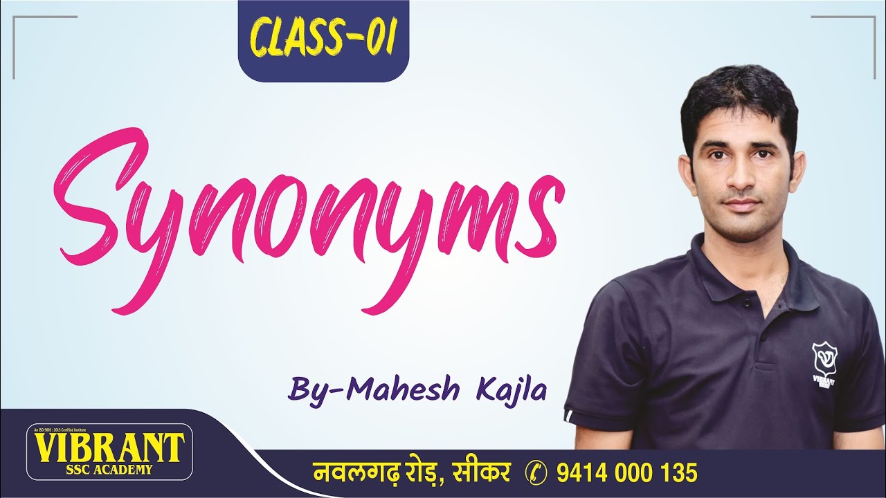 Synonyms | Class - 01 | Vibrant ssc Academy Sikar | By - Mahesh Kajla - YouTube