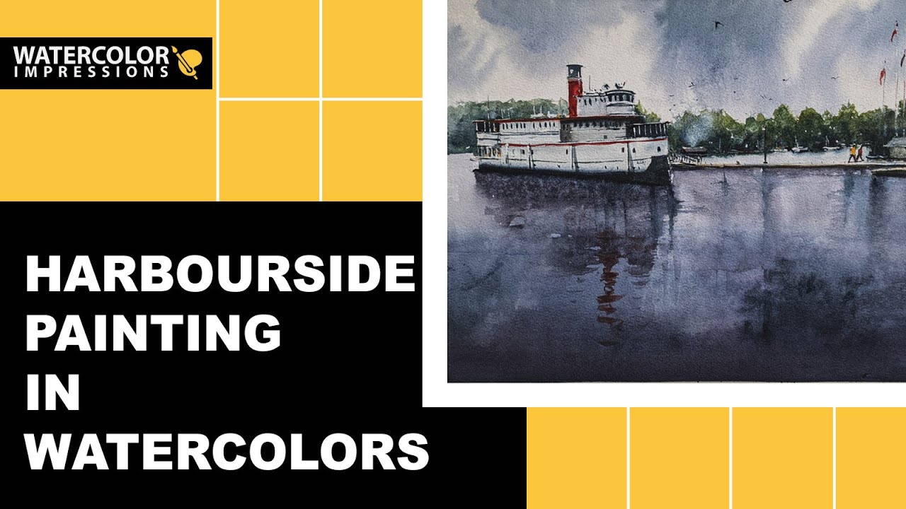 How to paint a Harbourside scene painting - YouTube