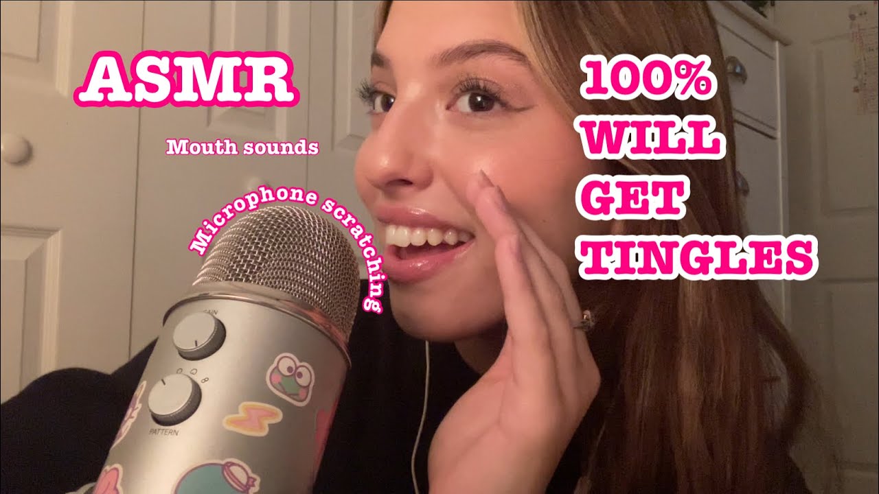 ASMR mic scratching and whispered ramble (mouth sounds, gentle mic ...