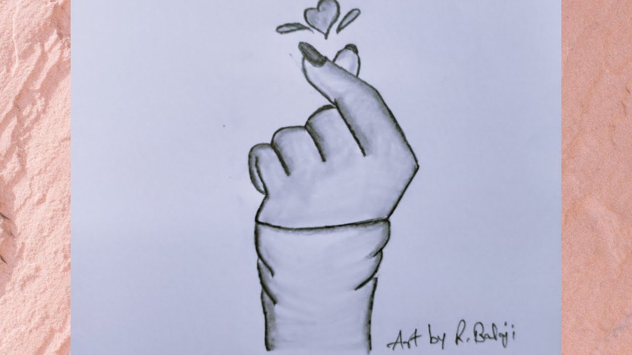 How to draw a Tumblr korean Heart/Girl hand - YouTube