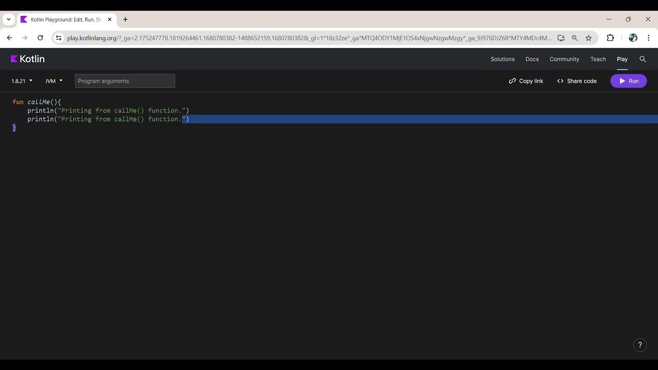 Kotlin (Programming Language) Project 32: 'Simple Function Program' Created by Trishanth Kumar ...