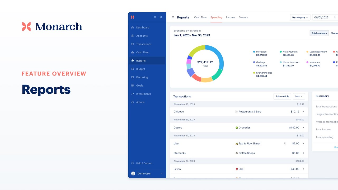 Spending & Income Reports | Monarch Money - YouTube