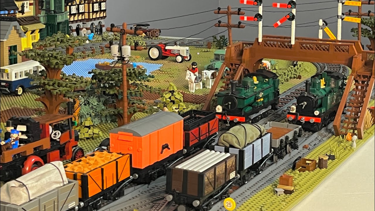 LEGO wagon parade (showcase of colored freight) - YouTube