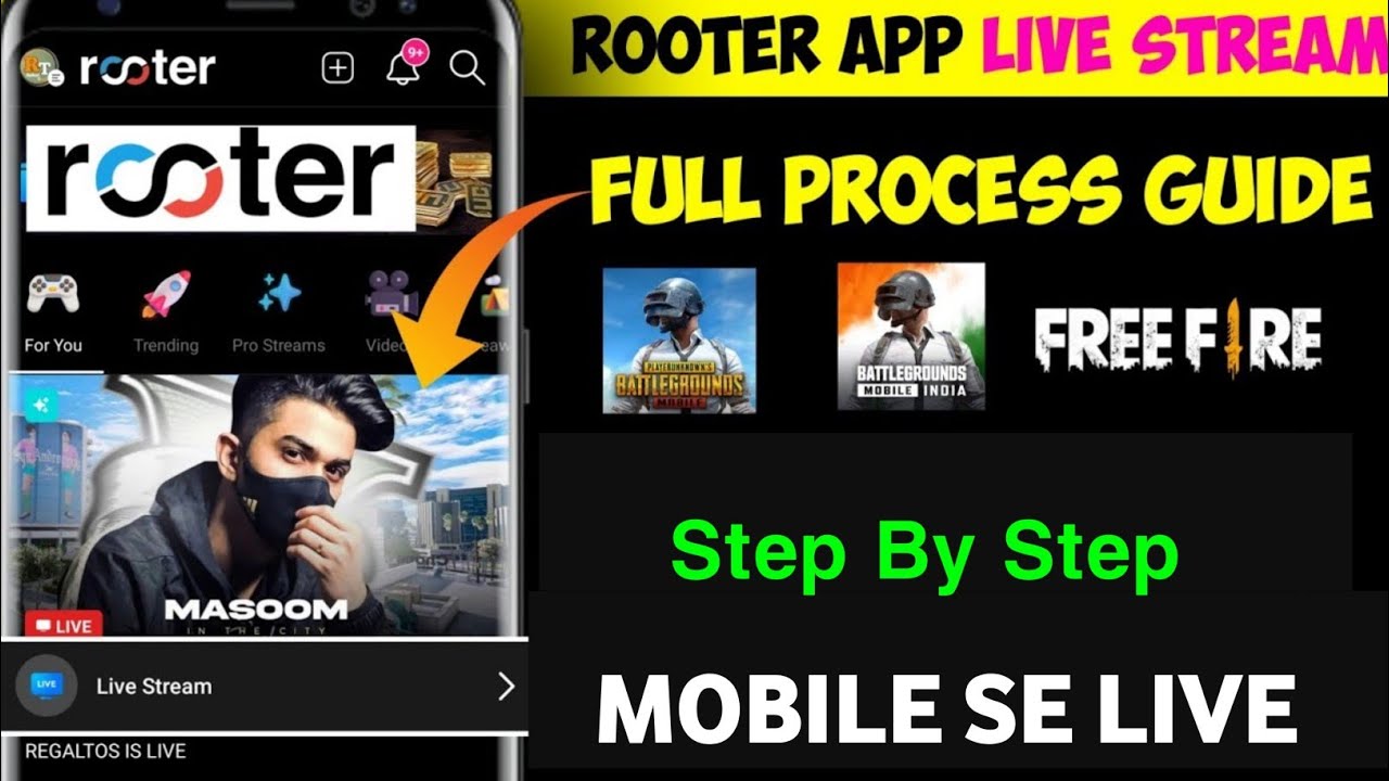 How to live stream with Rooter app bgmi🤩Rooter app how to earn money ...