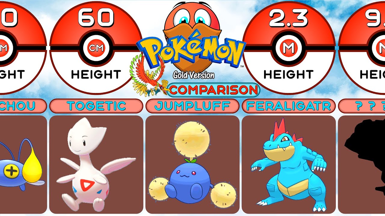 Comparison: All 241 Pokemon Height from Game Pokemon Gold - YouTube