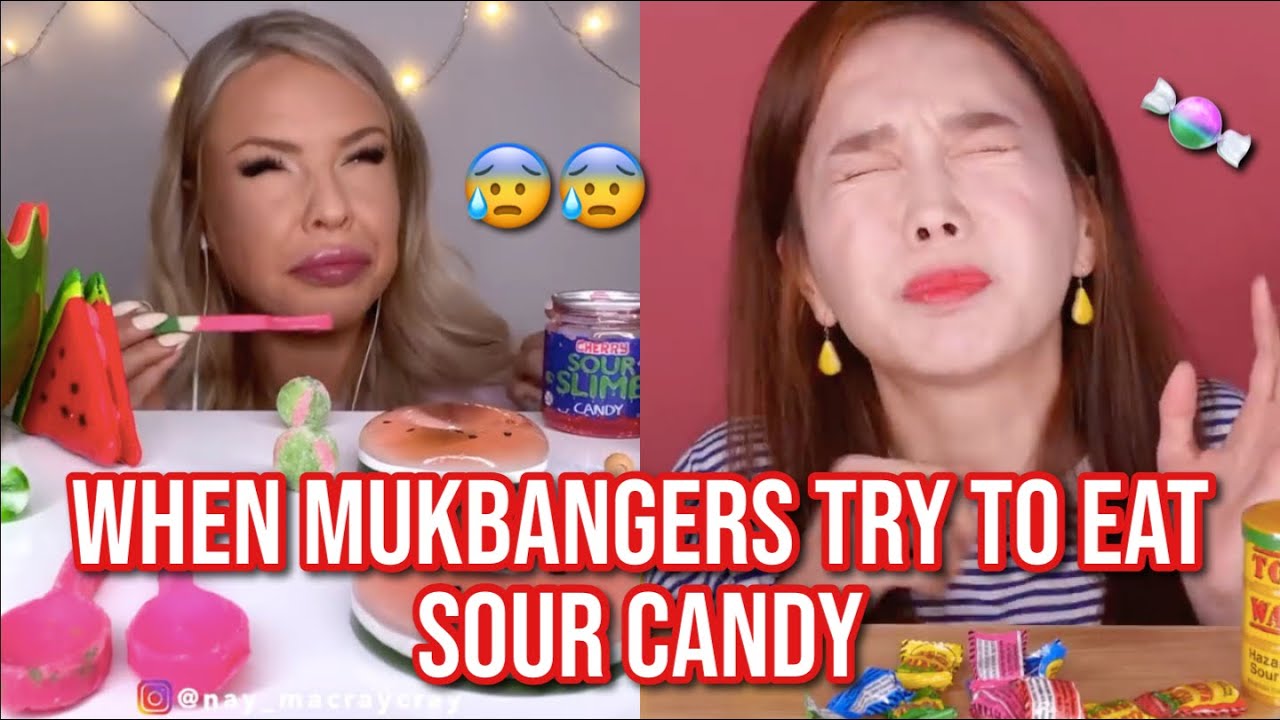 when mukbangers try to eat SOUR CANDY - YouTube