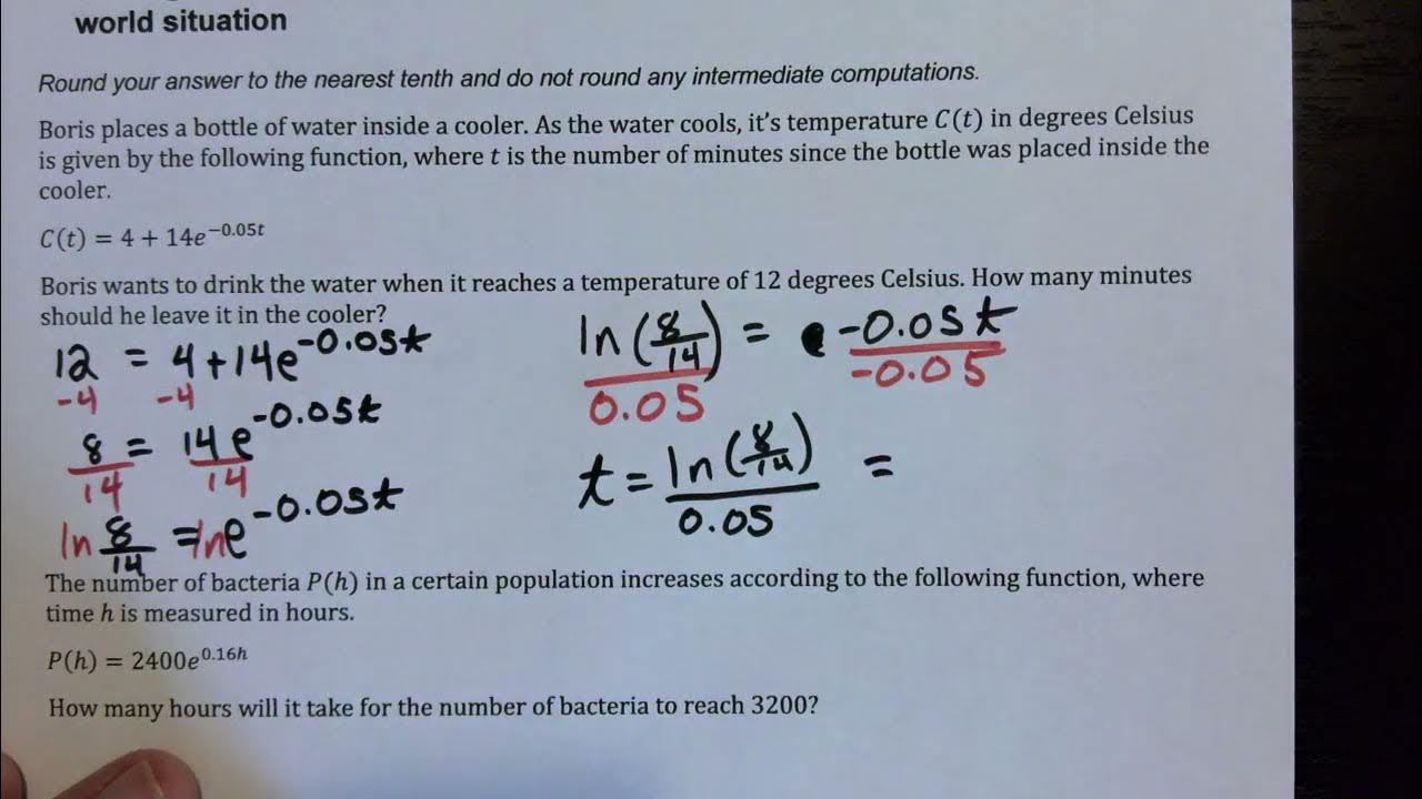 Finding the Time Given an Exponential Function with Base e that Models a Real World Situation ...
