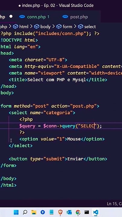 Criar campo select com banco de dados MySQL. #html #php #mysql #shorts - YouTube