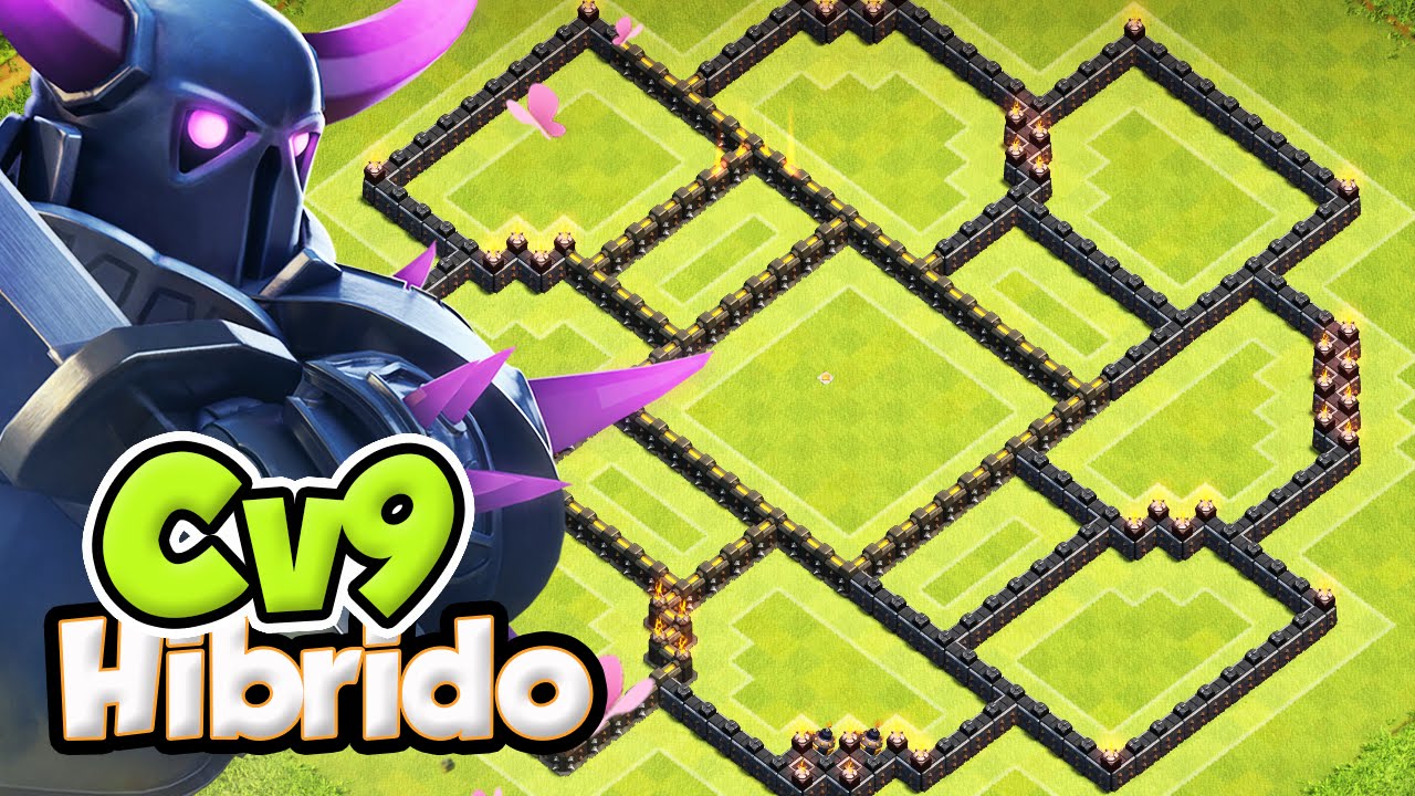 MELHOR LAYOUT HÍBRIDO CV9 NOVA ATUALIZAÇÃO - CLASH OF CLANS - YouTube