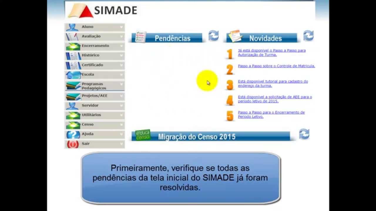 Como solicitar migração do SIMADE para o EDUCACENSO - YouTube