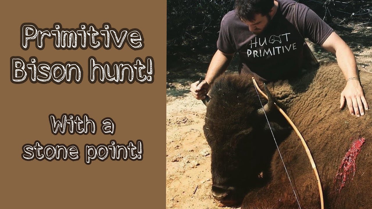 Hunting bison with a primitive bow and SINGLE stone tipped arrow. - YouTube
