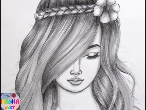 Attractive girl portrait, Exquisite drawing, magnificent drawing with ...