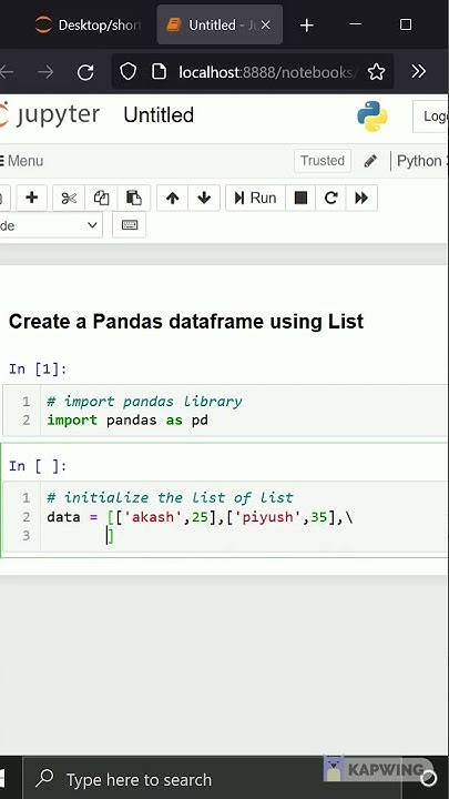Creating Pandas dataframe using List | Codersarts - YouTube