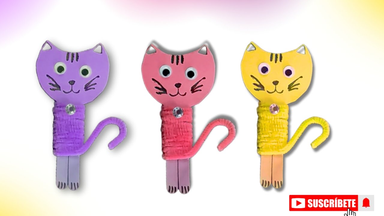 Making a cat with pipe cleaner and ice cream sticks | Pipe cleaner ...