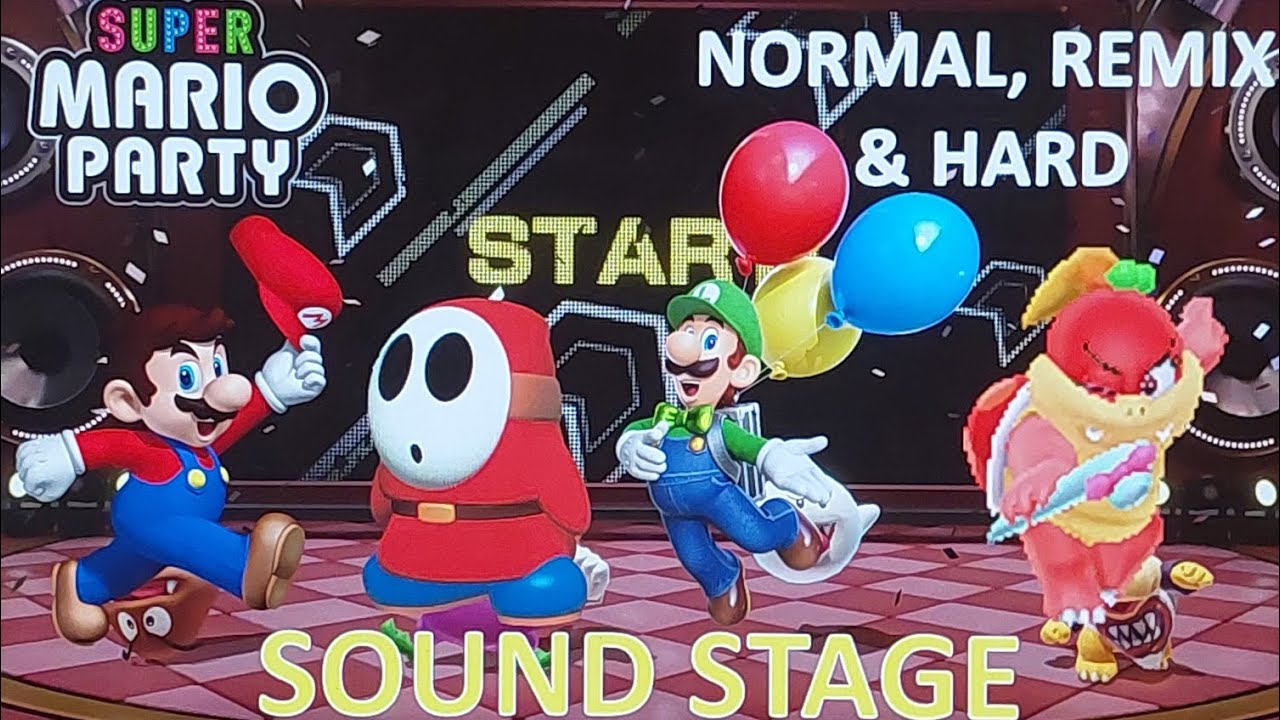 Super Mario Party - Sound Stage with Mario Vs Shy Guy Vs Luigi Vs Pom ...