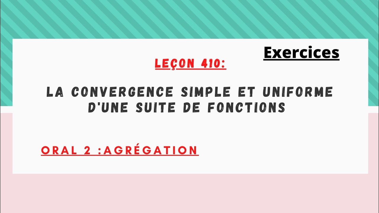 exercices sur la convergence uniforme d'une suite de fonctions - YouTube