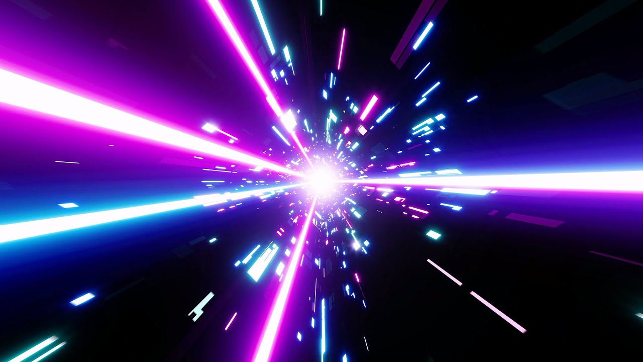 Shining neon light rays in the cyber space background motion graphics ...