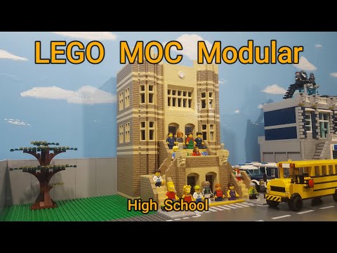 LEGO MOC High School Modular Building - Classrooms, Basketball Court ...