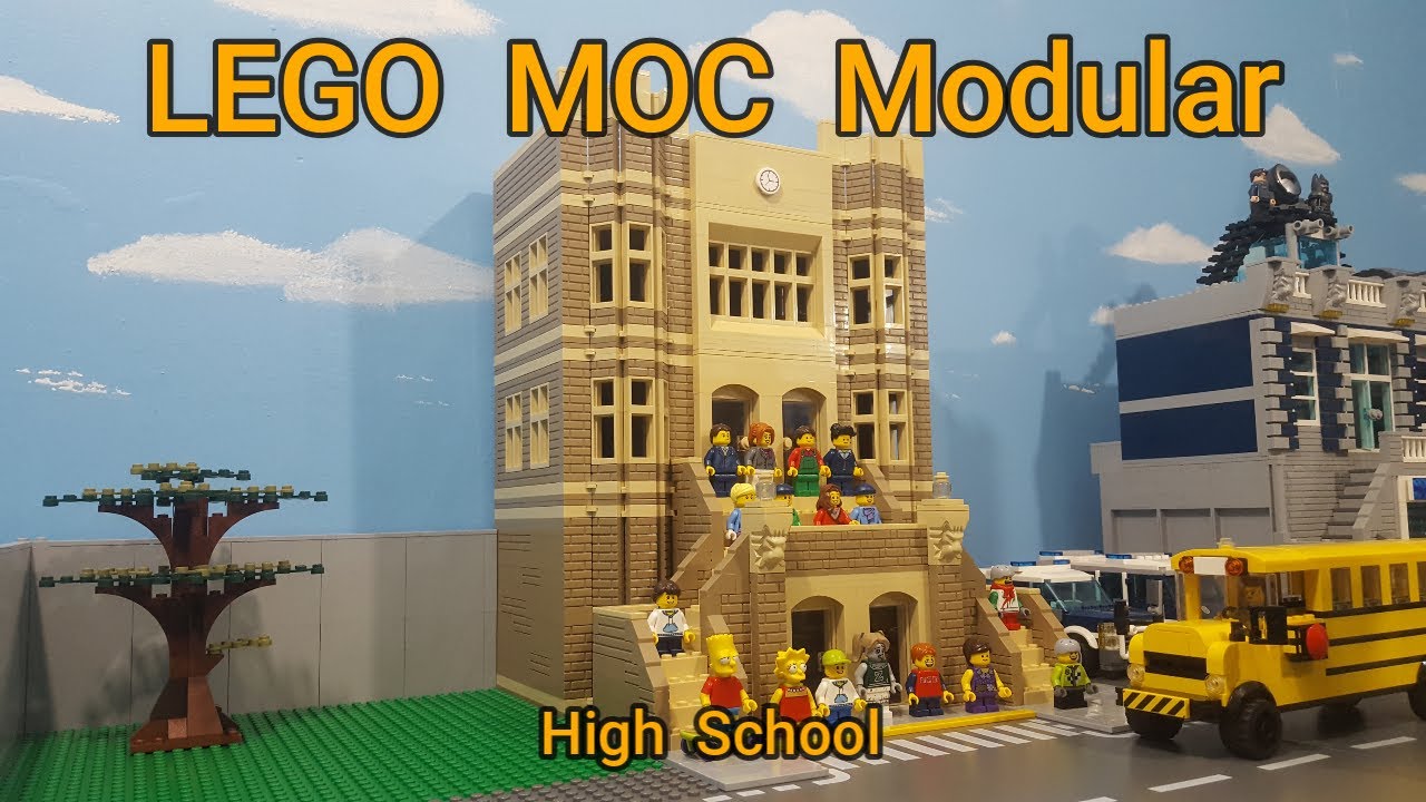 LEGO MOC High School Modular Building - Classrooms, Basketball Court ...