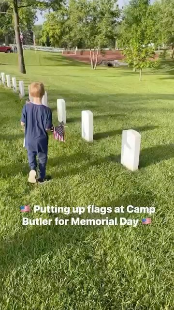 Gavin (7) Placing Flags at Camp Butler National Cemetery for Memorial ...