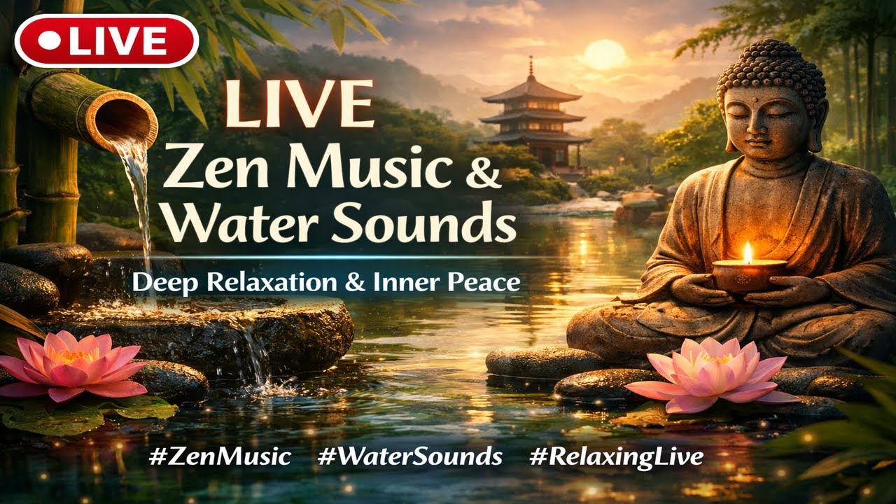 🔴 LIVE: Calming Zen Music with Flowing Water #MeditationMusic # ...