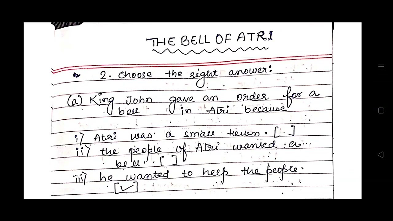 THE BELL OF ATRI||CLASS 4||BACK EXERCISE||ICSE NEW MULBERRY ENGLISH ...