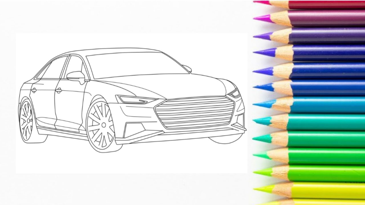 How to Draw a Supercar drawing easy step by step color - YouTube
