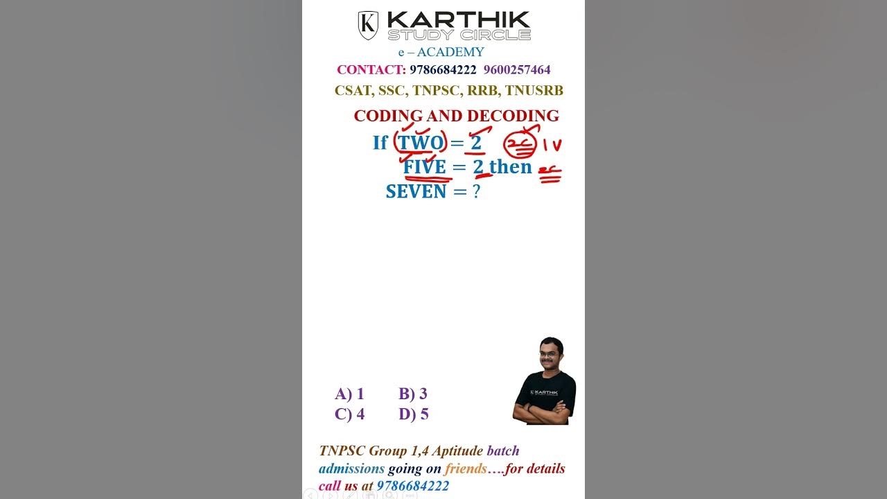 number and letter coding reasoning tricks #ssccgl #rrbntpc #tnpscgroup1 ...
