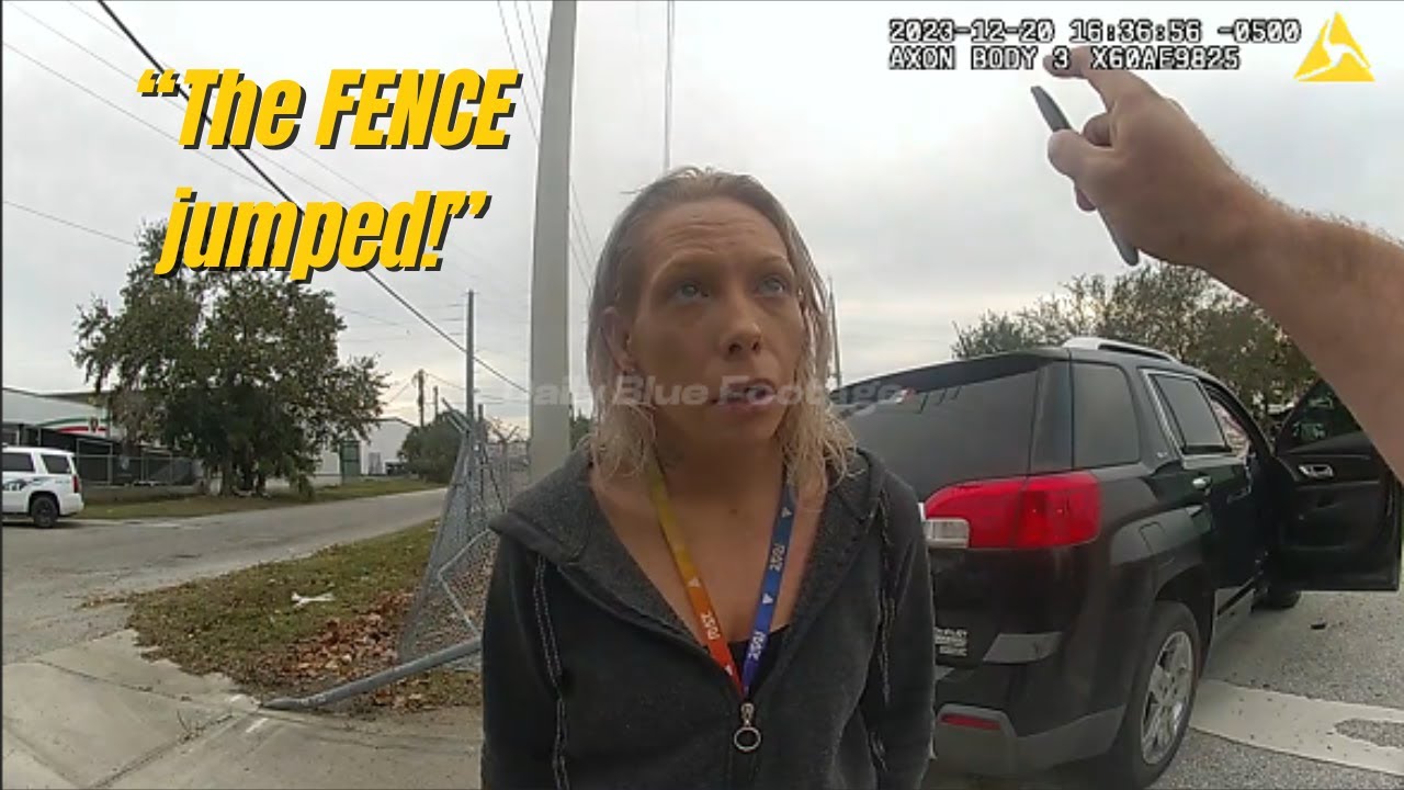Drunk Woman Claims a Fence “Jumped” in Front of Her Car - YouTube