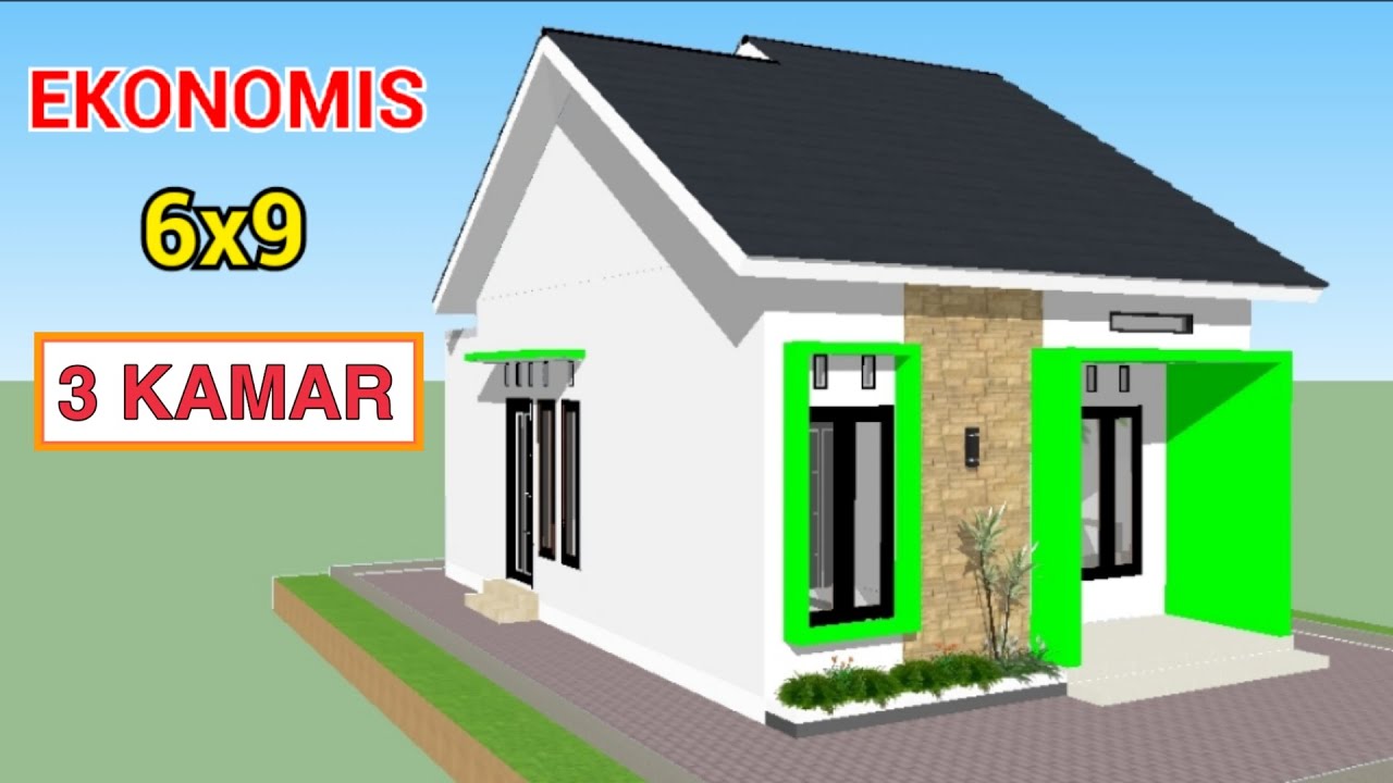 Desain Rumah Minimalis Modern 6x9 Meter | 3 Kamar Tidur - YouTube