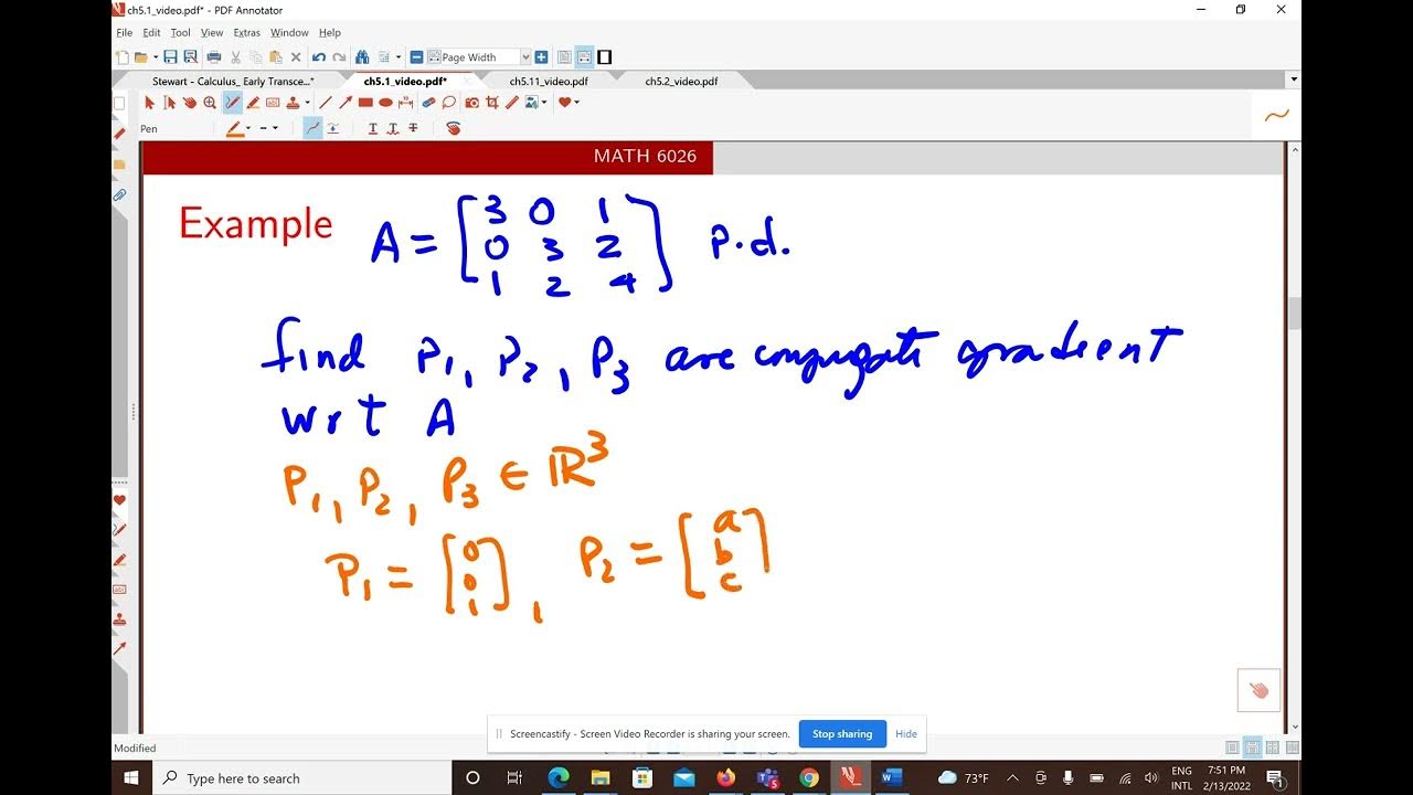 Linear conjugate gradient method - YouTube