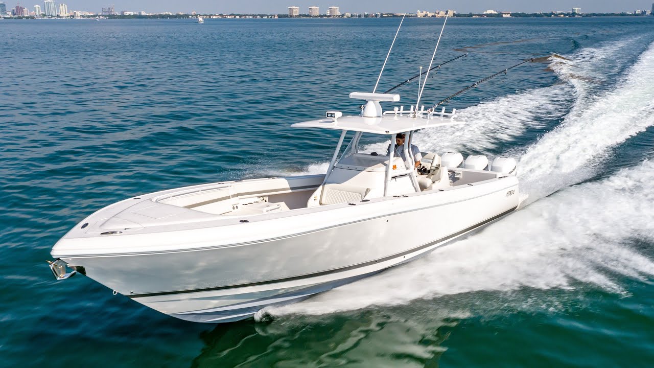 2017 Intrepid 375 Center Console Running Biscayne Bay in Miami - YouTube