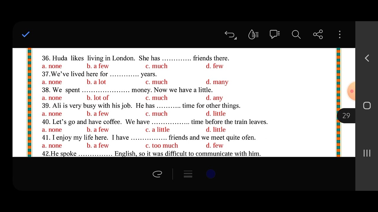 اسئله علي درس ال Quantifiers unit 9 ( grammar) - YouTube