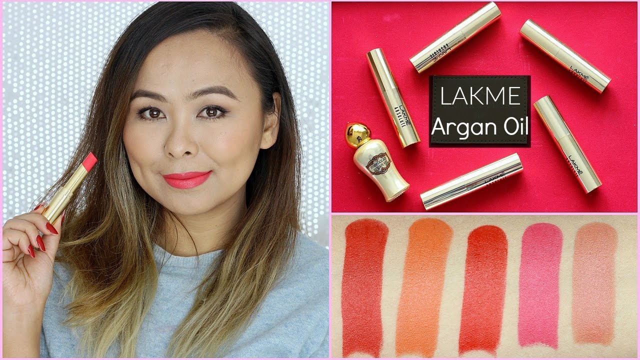 Lakme Argan Oil Lip Color Swatches - YouTube