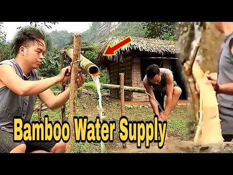 Primitive technology: Build bamboo water supply |Primitive irrigation ...