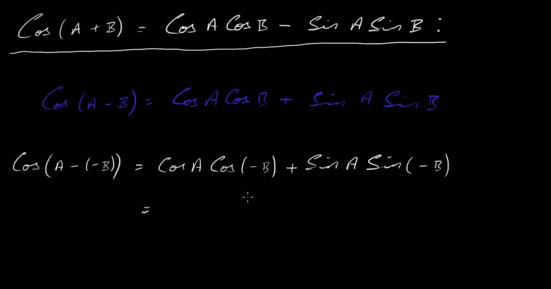 Cos(A+B)=CosACosB-SinASinB - YouTube